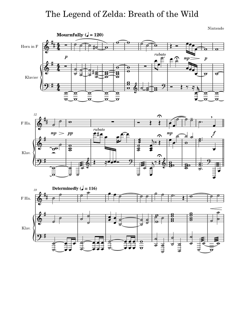 The Legend of Zelda BOTW Trailer Theme - Manaka Kataoka Sheet Music for ...