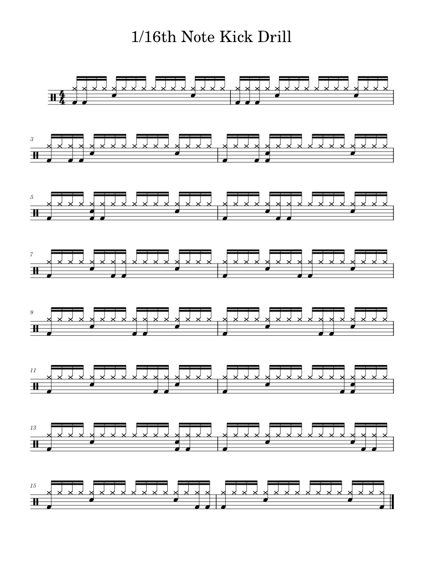 1-16th Note Kick Drill Sheet music for Drum group (Solo) | Musescore.com