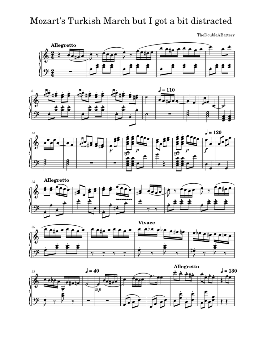 Turkish March – Misc tunes Mozart's Turkish March but I got a bit ...