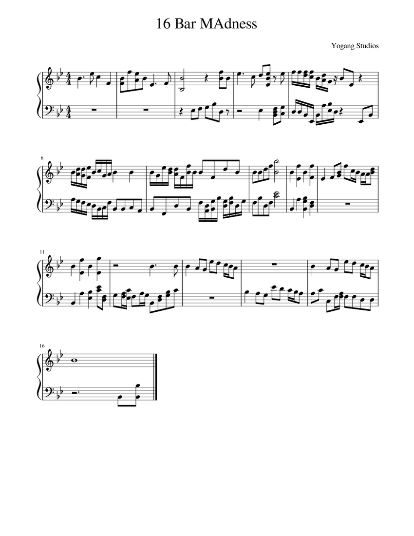 16_Bar_MAdness Sheet music for Piano (Solo) | Musescore.com