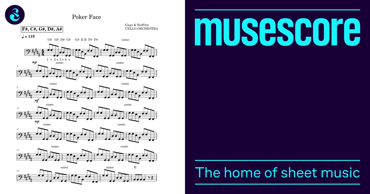 Poker face – Lady Gaga CELLO Sheet Music for Cello (Mixed Ensemble ...