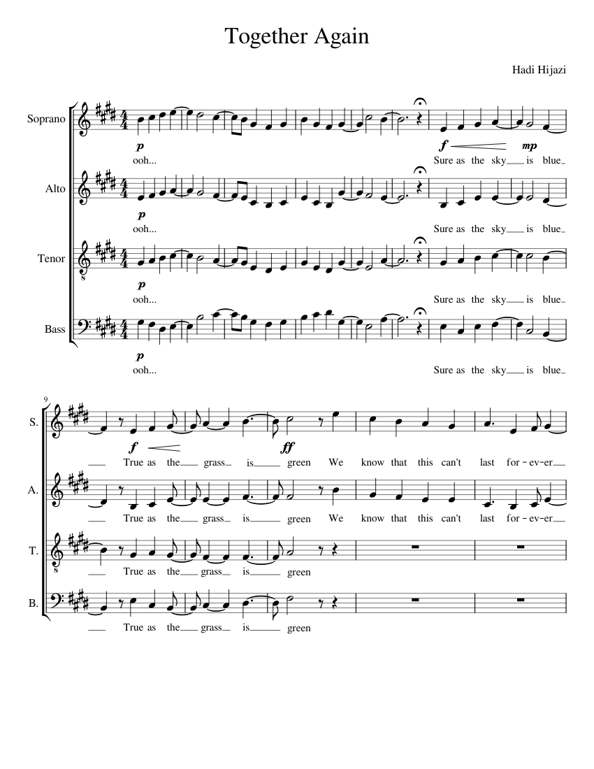 Together Again 2.2.2020 Sheet music for Soprano, Alto, Tenor, Bass ...
