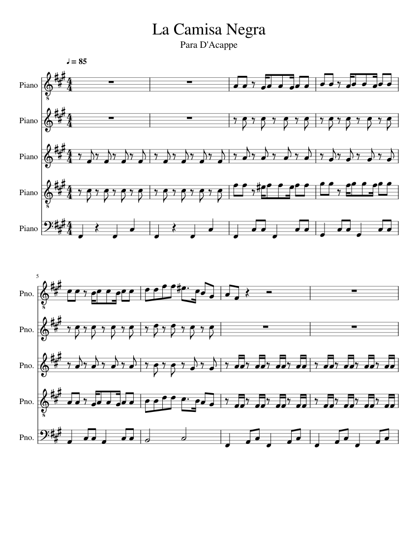 La Camisa Negra Sheet music for Piano (Mixed Quintet) | Musescore.com