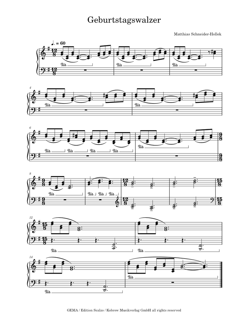Geburtstagswalzer / little birthday waltz Sheet Music for Piano (Solo ...