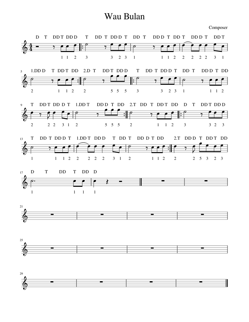 Wau Bulan Sheet music for Piano (Solo) | Musescore.com