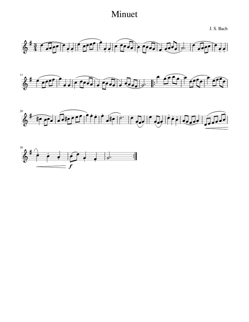 Minuet Sheet Music for Violin (Solo) | MuseScore.com