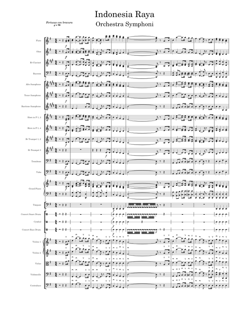 Indonesia Raya Sheet Music for Piano, Trombone, Tuba, Flute & more ...