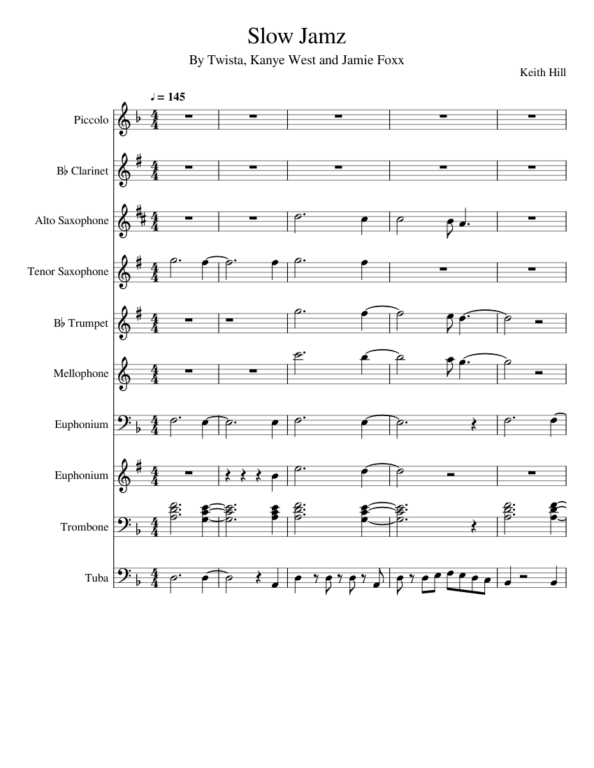 Slow_Jamz Sheet music for Trombone, Euphonium, Tuba, Mellophone & more instruments (Mixed ...