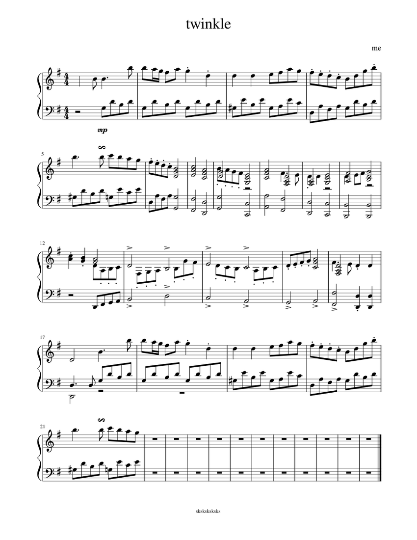 twinkle Sheet music for Piano (Solo) Easy | Musescore.com