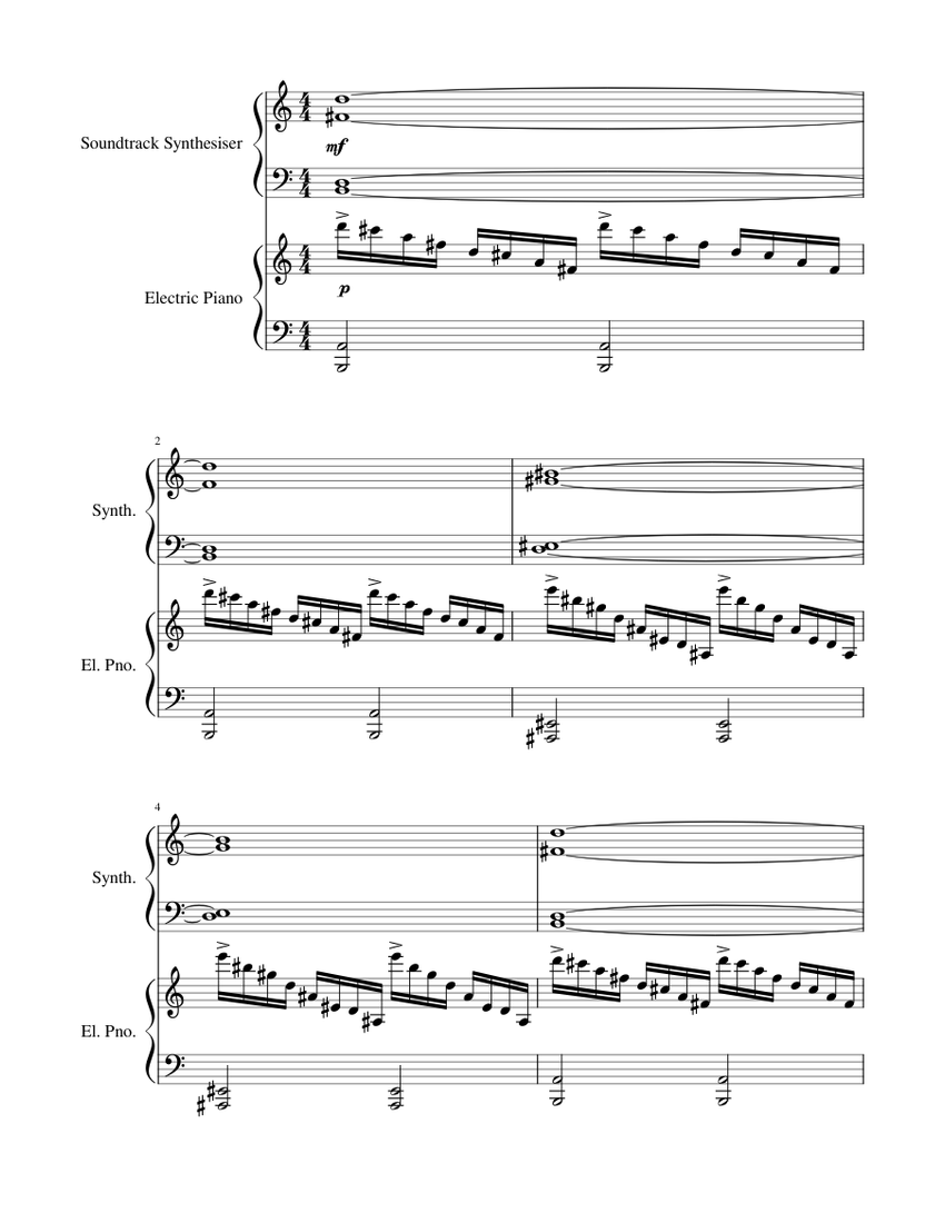 Song 2 Sheet music for Piano, Synthesizer (Mixed Duet) | Musescore.com