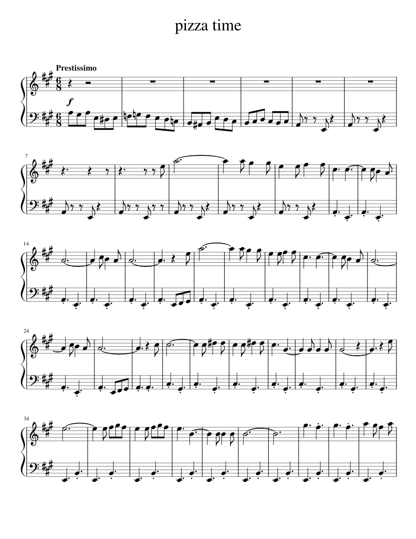 Pizza time Sheet Music for Piano (Solo) easy | MuseScore.com