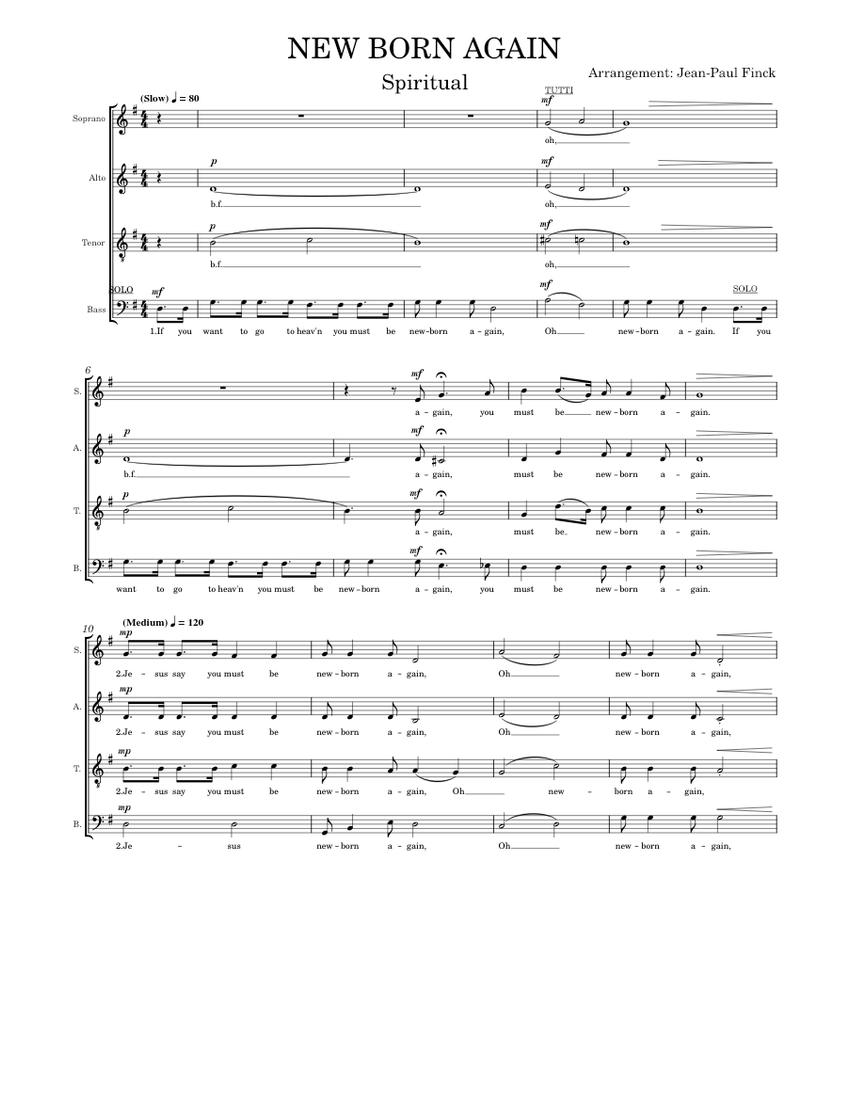 New born again – Misc Traditional Sheet music for Soprano, Alto, Tenor, Bass voice (SATB ...