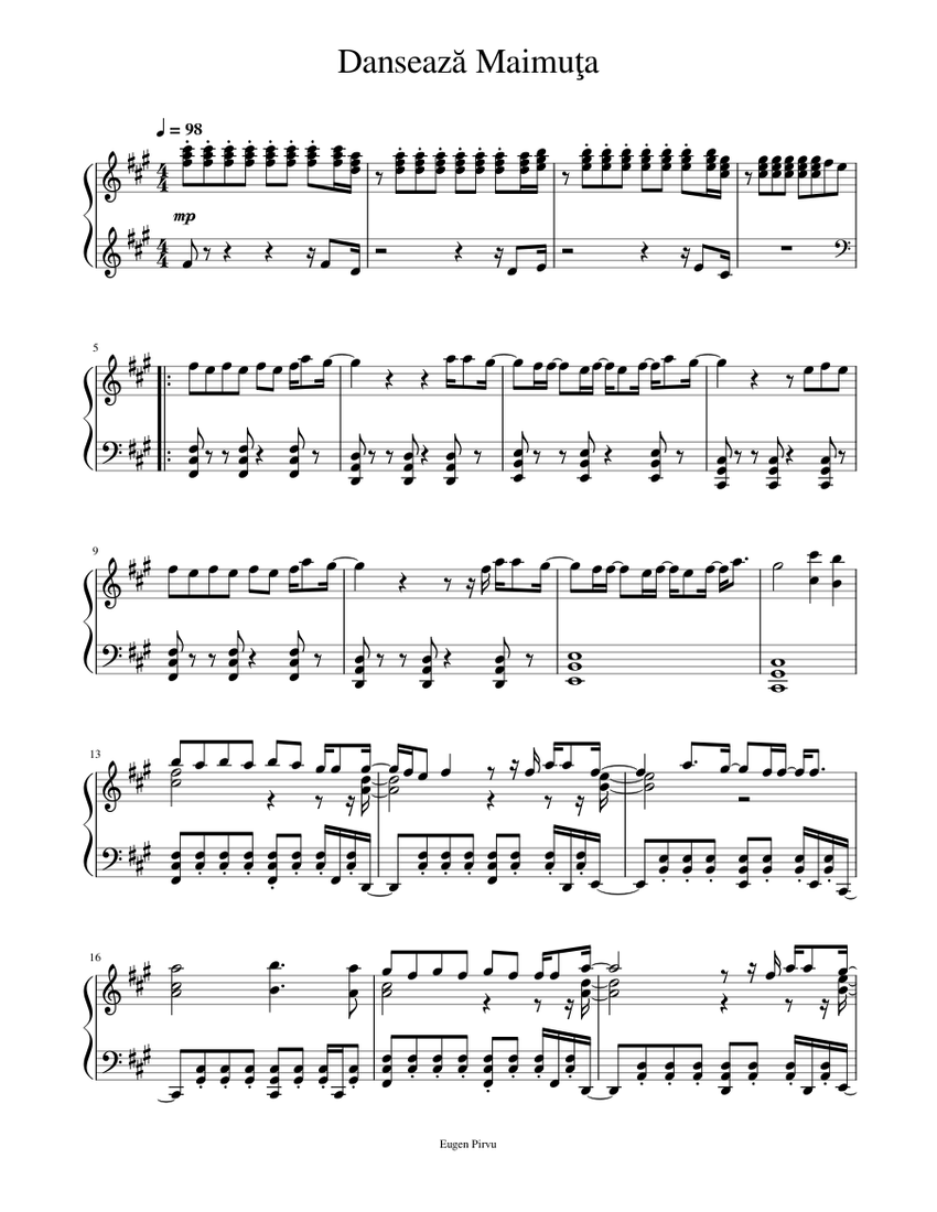 Danseaza Maimuta Sheet music for Piano (Solo) | Musescore.com