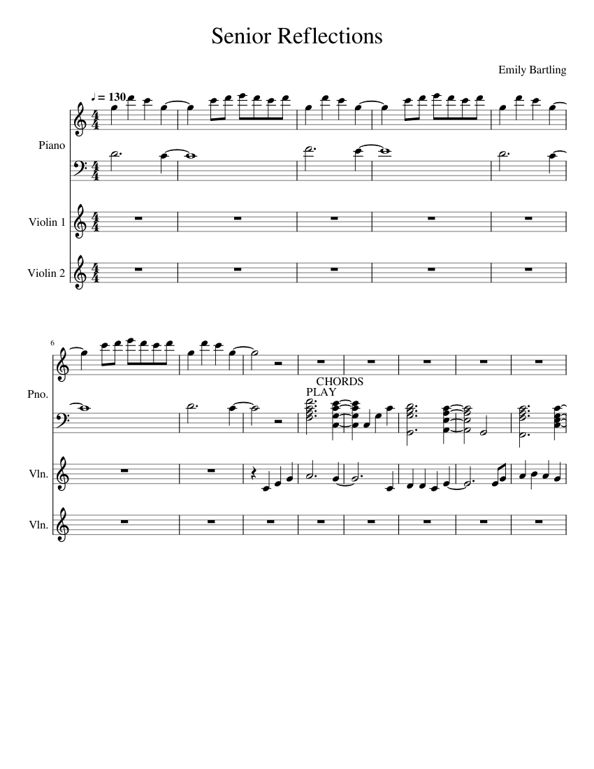 Senior Reflections Sheet music for Piano, Violin (Mixed Trio ...
