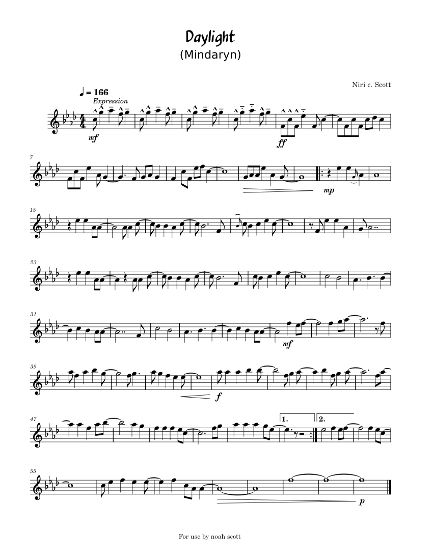 Daylight – MindaRyn Daylight Sheet music for Saxophone alto (Solo ...