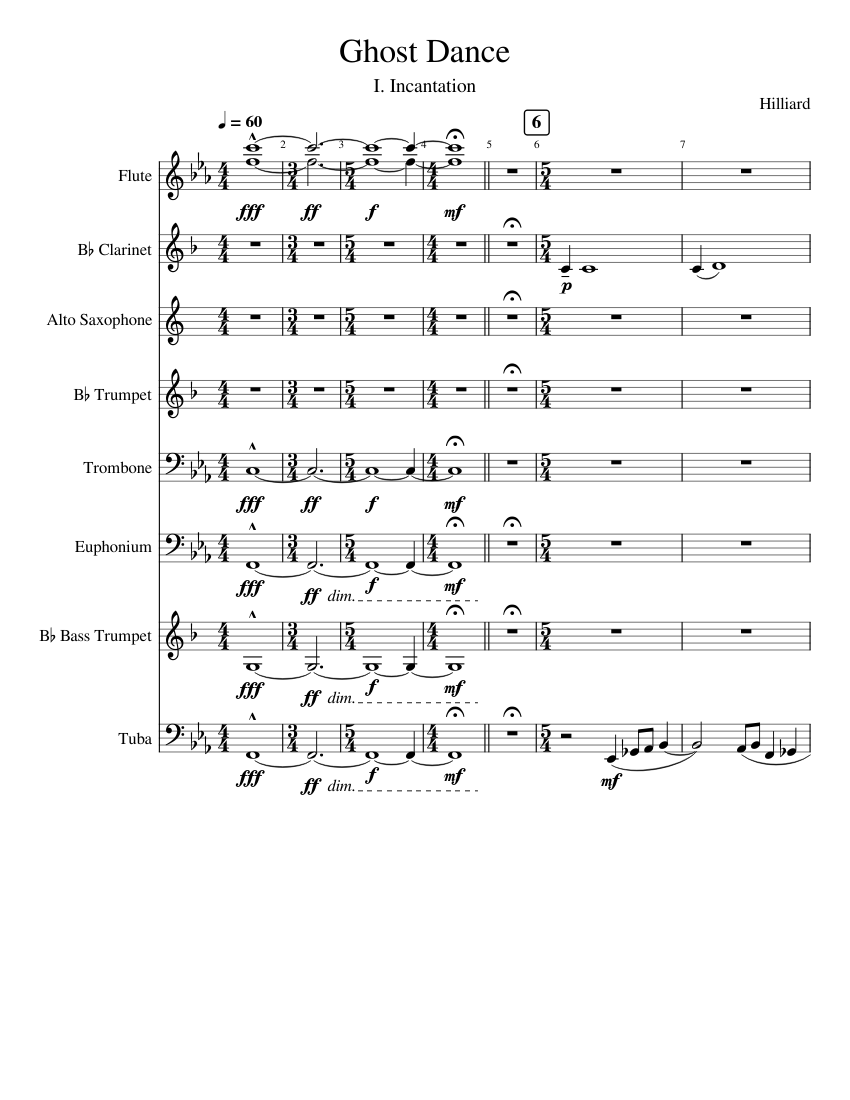 Ghost Dance mvt 1 Sheet Music for Trombone, Euphonium, Tuba, Trumpet ...