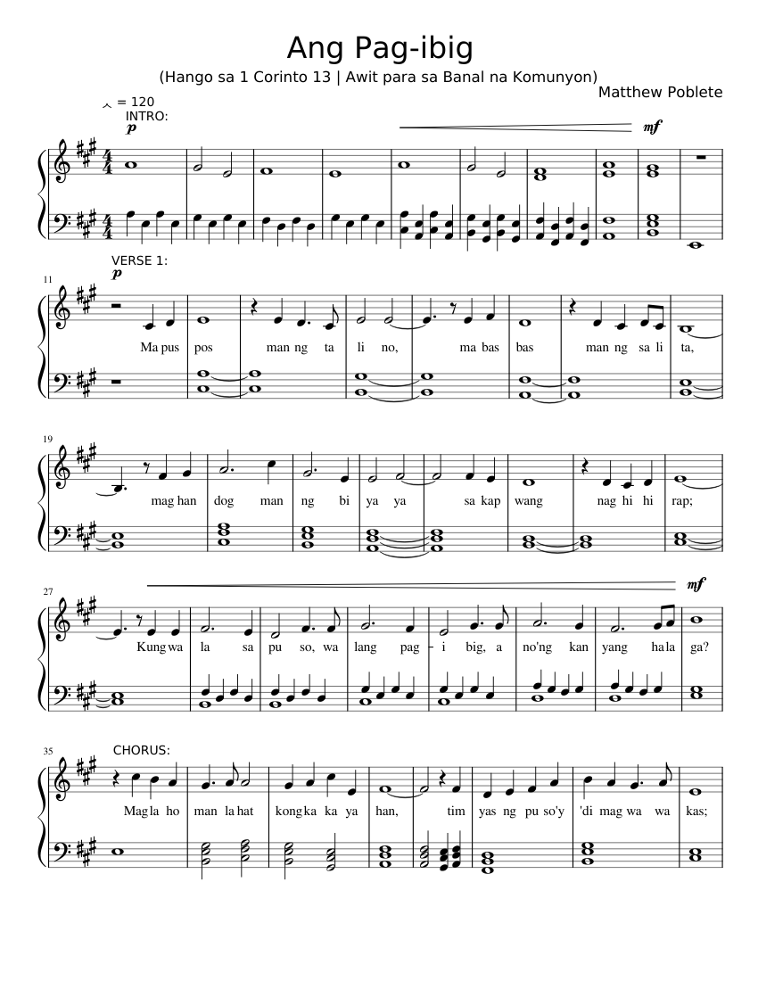 Ang Pag-ibig Sheet Music for Piano (Solo) Easy | MuseScore.com