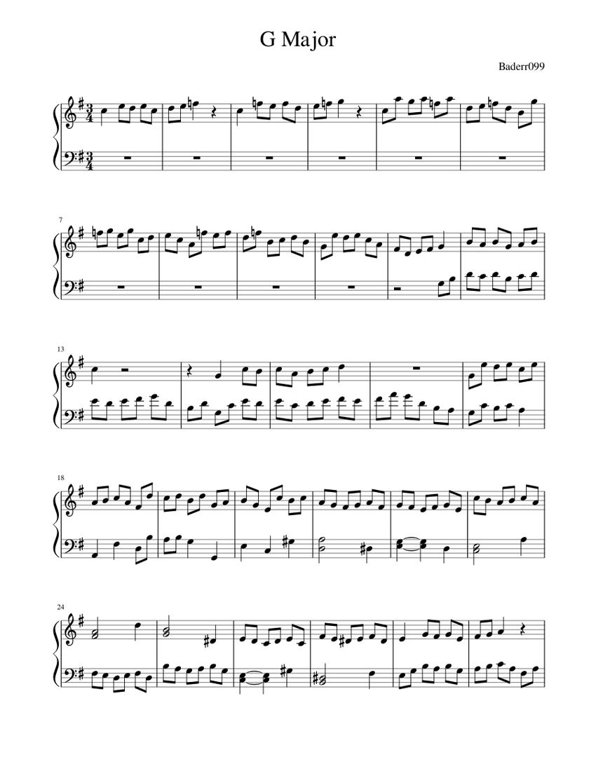 G Major Sheet music for Piano (Solo) Easy | Musescore.com