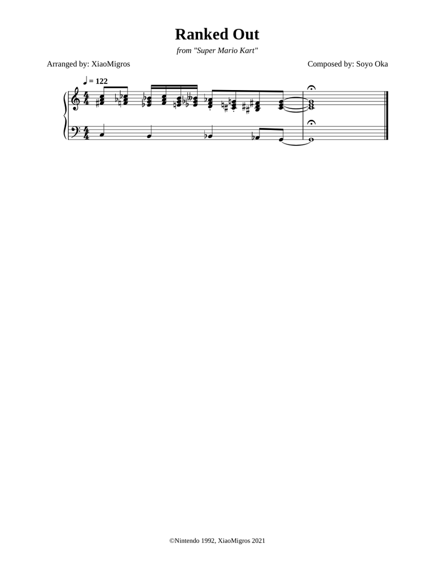 Ranked Out - Super Mario Kart - piano tutorial