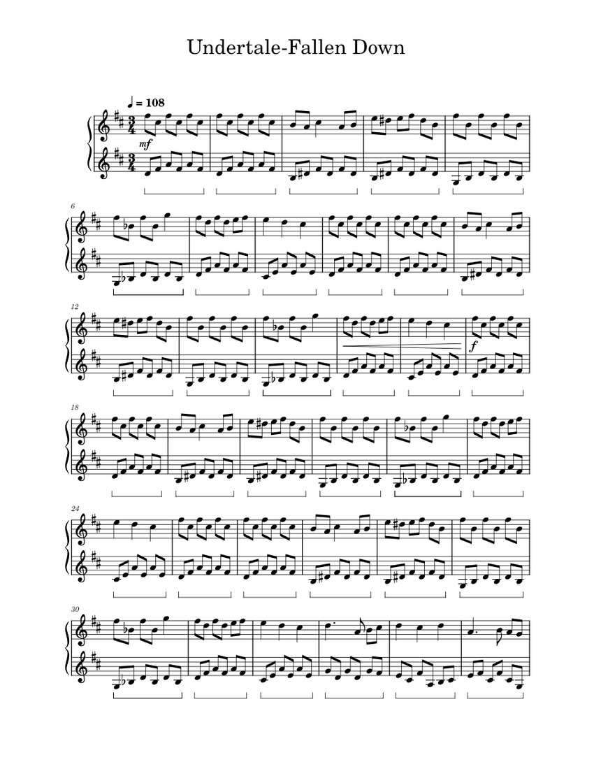 Fallen Down – Toby Fox Undertale Fallen Down Sheet Music for Piano (Solo) | MuseScore.com