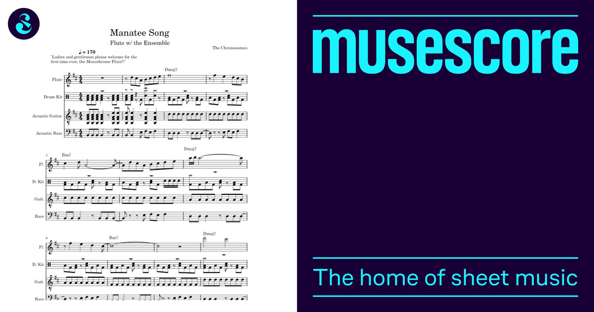 Manatee Song w: Ensemble Sheet music for Flute, Guitar, Bass guitar ...