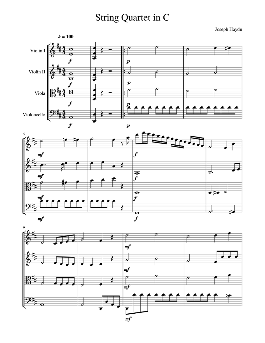 String Quartet in C - piano tutorial