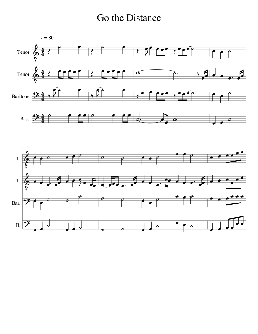 Go the Distance (Vocal Spectrum) Sheet music for Tenor, Bass voice ...