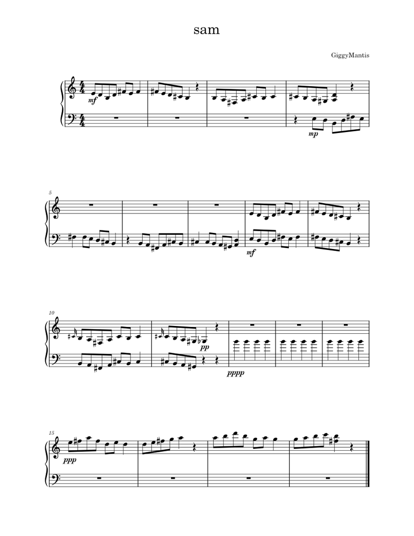 sam Sheet music for Piano (Solo) | Musescore.com