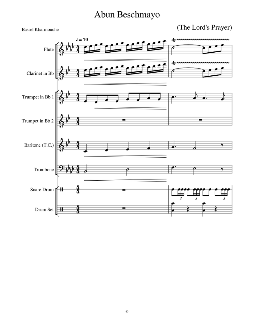 the lord's prayer (abon debashmaio) Sheet music for Trombone, Flute ...