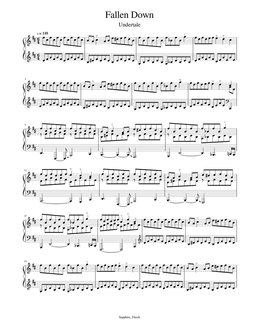 Fallen Down Sheet music for Piano (Solo) | Musescore.com