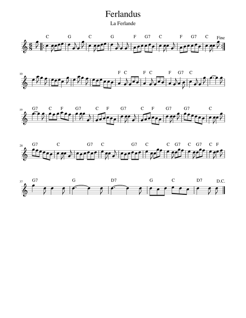 Ferlandus Sheet Music with Chords for Piano (Solo) Easy | MuseScore.com