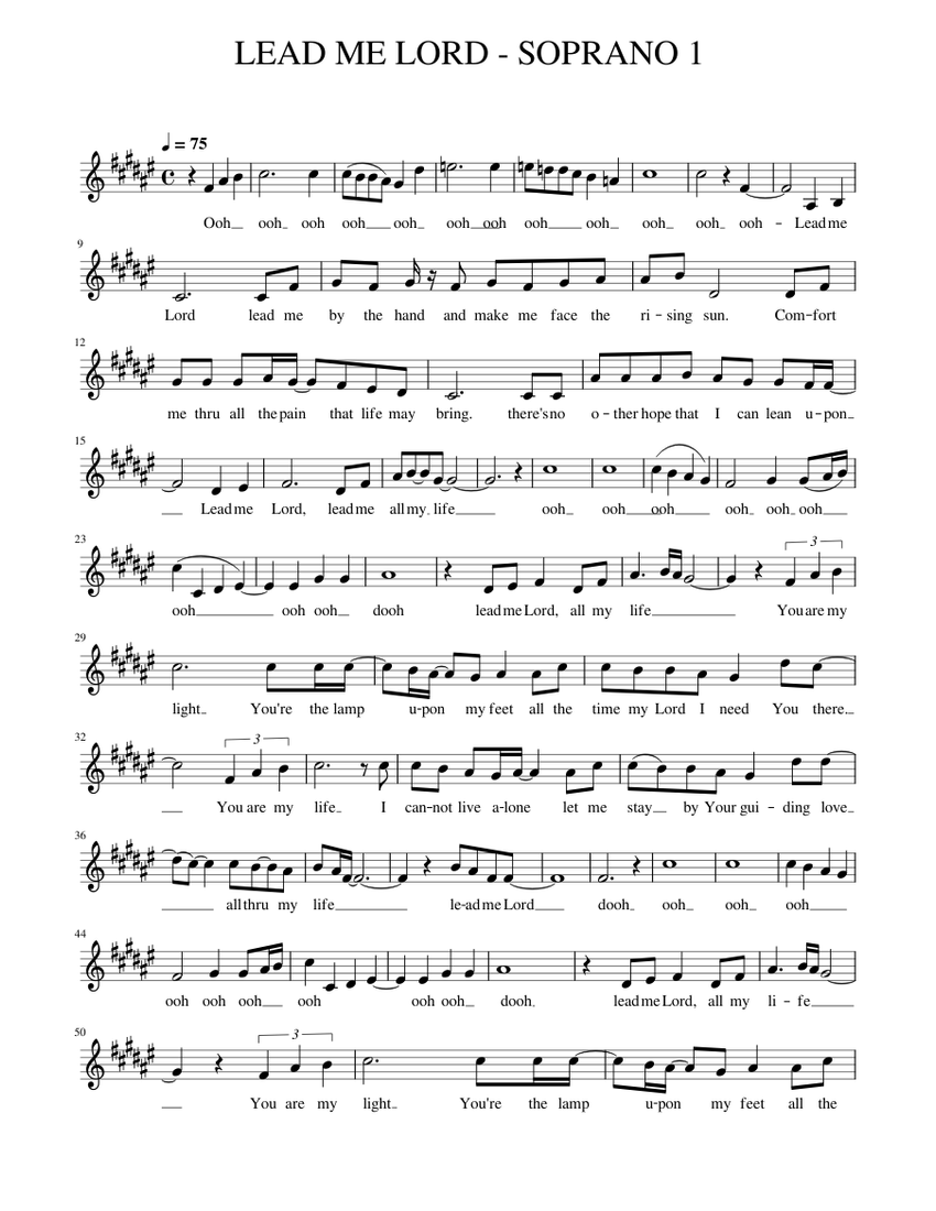 LEAD ME LORD - SOPRANO 1 (F#) Sheet music for Piano (Solo) | Musescore.com