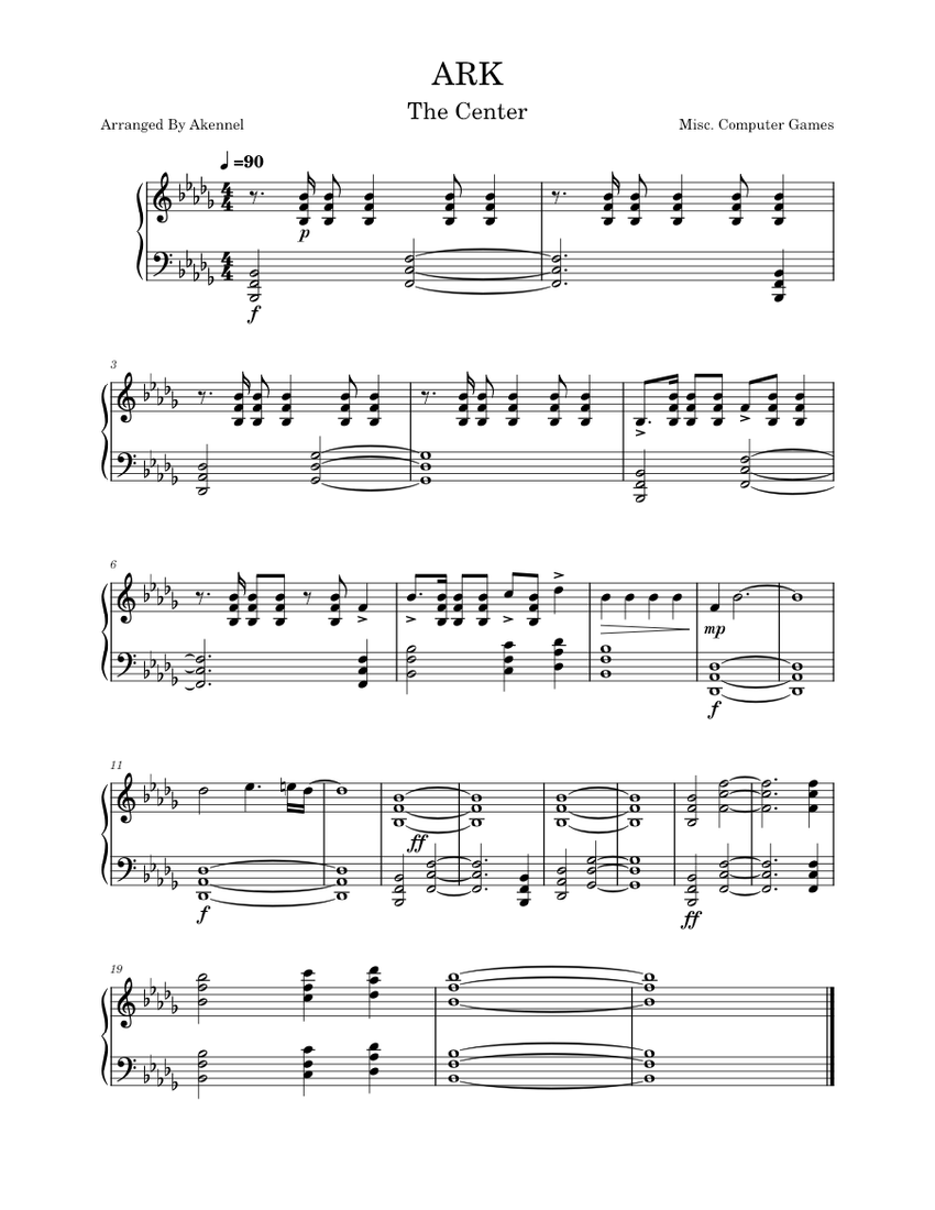 ARK: The Center Theme – Misc Computer Games Sheet Music for Piano (Solo ...