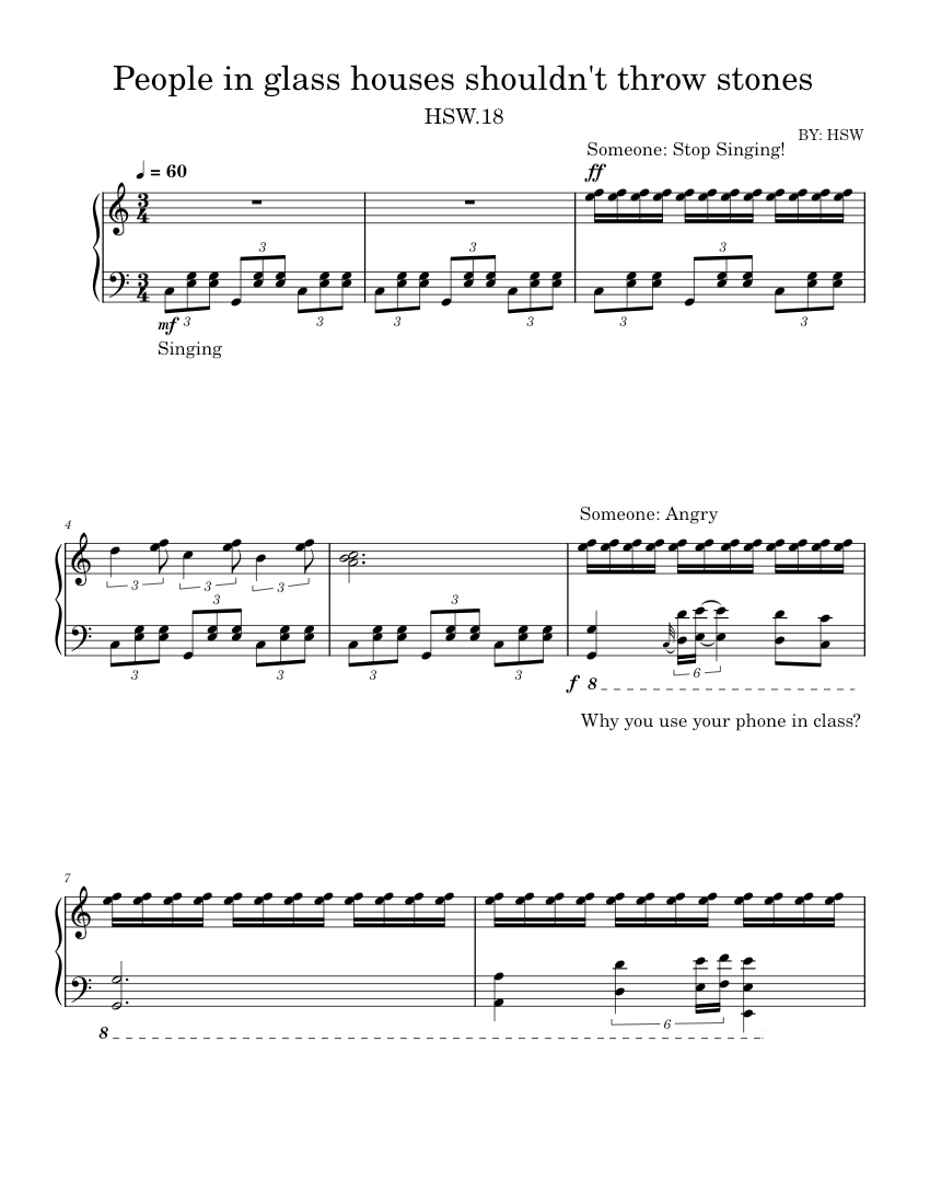 People in glass houses shouldn't throw stones HSW.18 Sheet music for ...