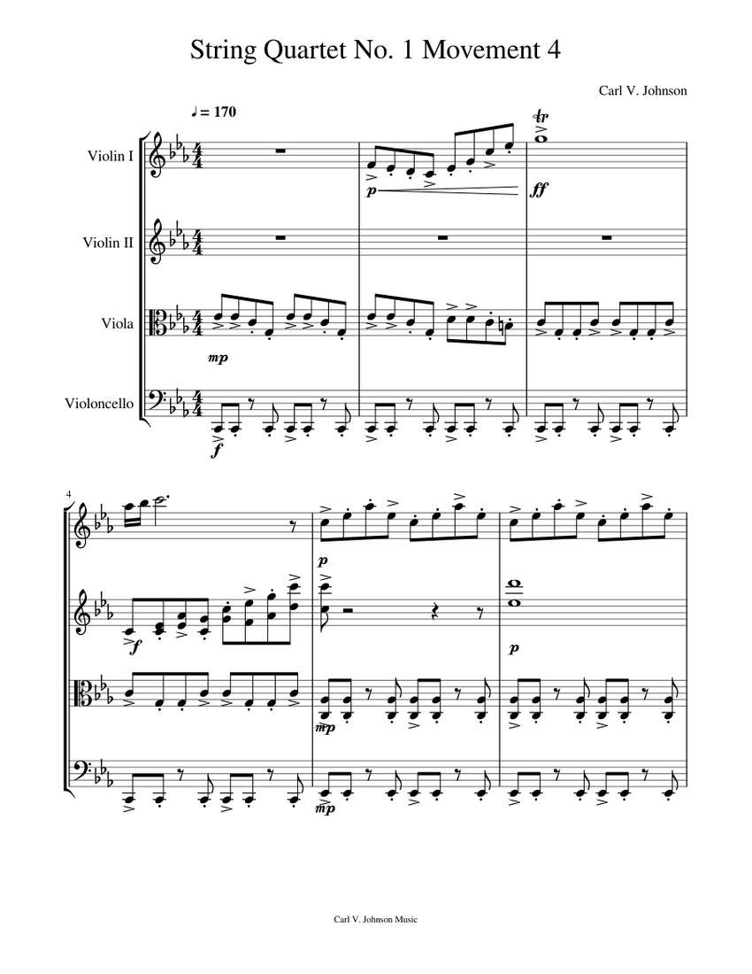 String Quartet No. 1 Movement 4 Sheet music for Viola (Solo ...
