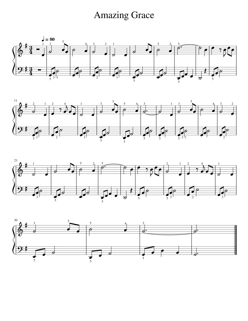 Amazing Grace - Beginner Piano in G - piano tutorial