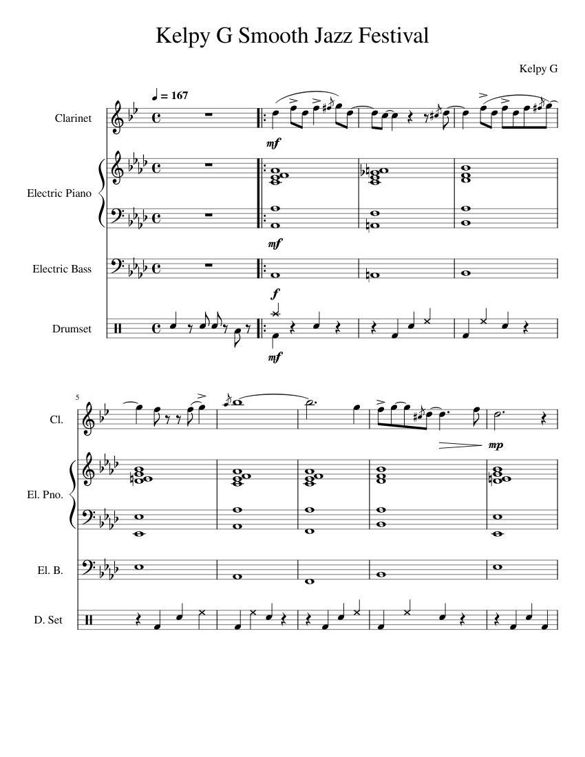 Kelpy G Smooth Jazz Arrangement Sheet Music for Piano, Bass guitar ...