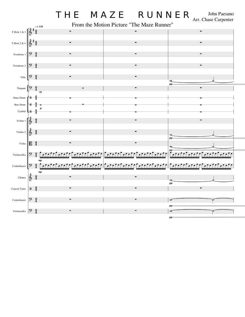 The Maze Runner - Main Theme Sheet Music for Trombone, Tuba, French ...