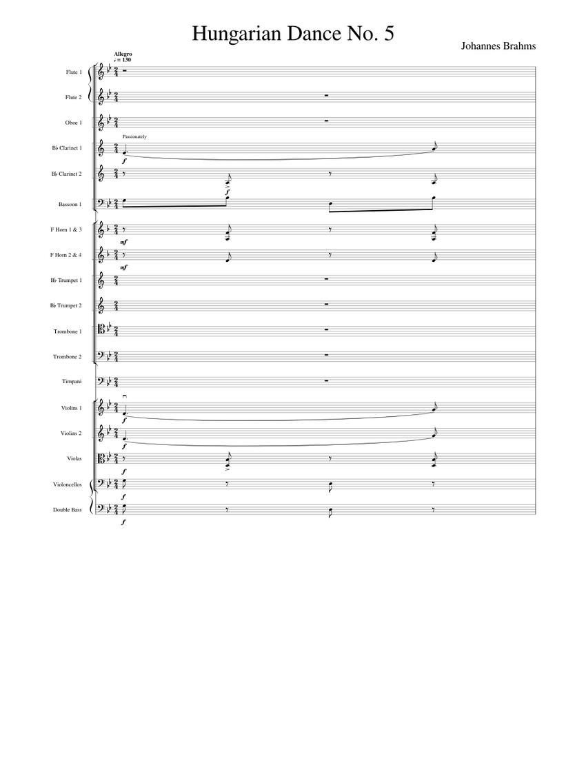Hungarian_Dance_No._5 Sheet music for Trombone, Flute, Oboe, Clarinet ...