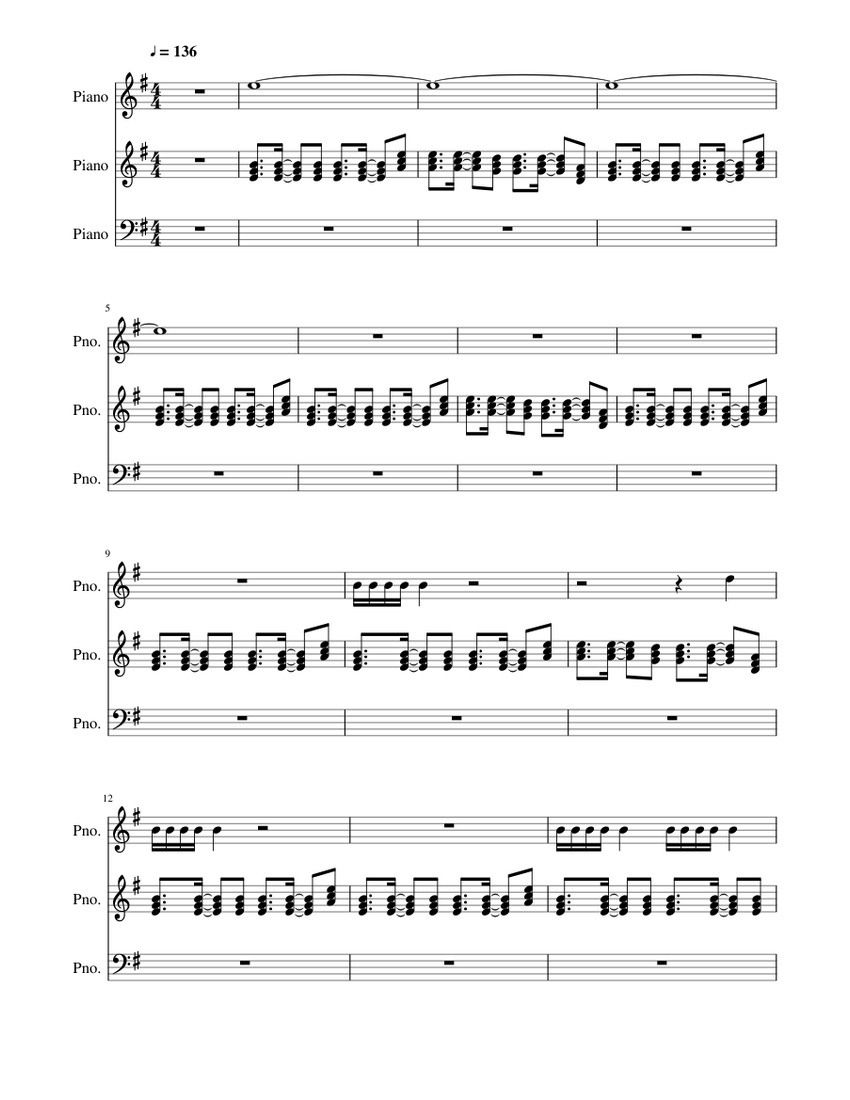 Darude Sandstorm Sheet Music for Piano (Mixed Trio) | MuseScore.com