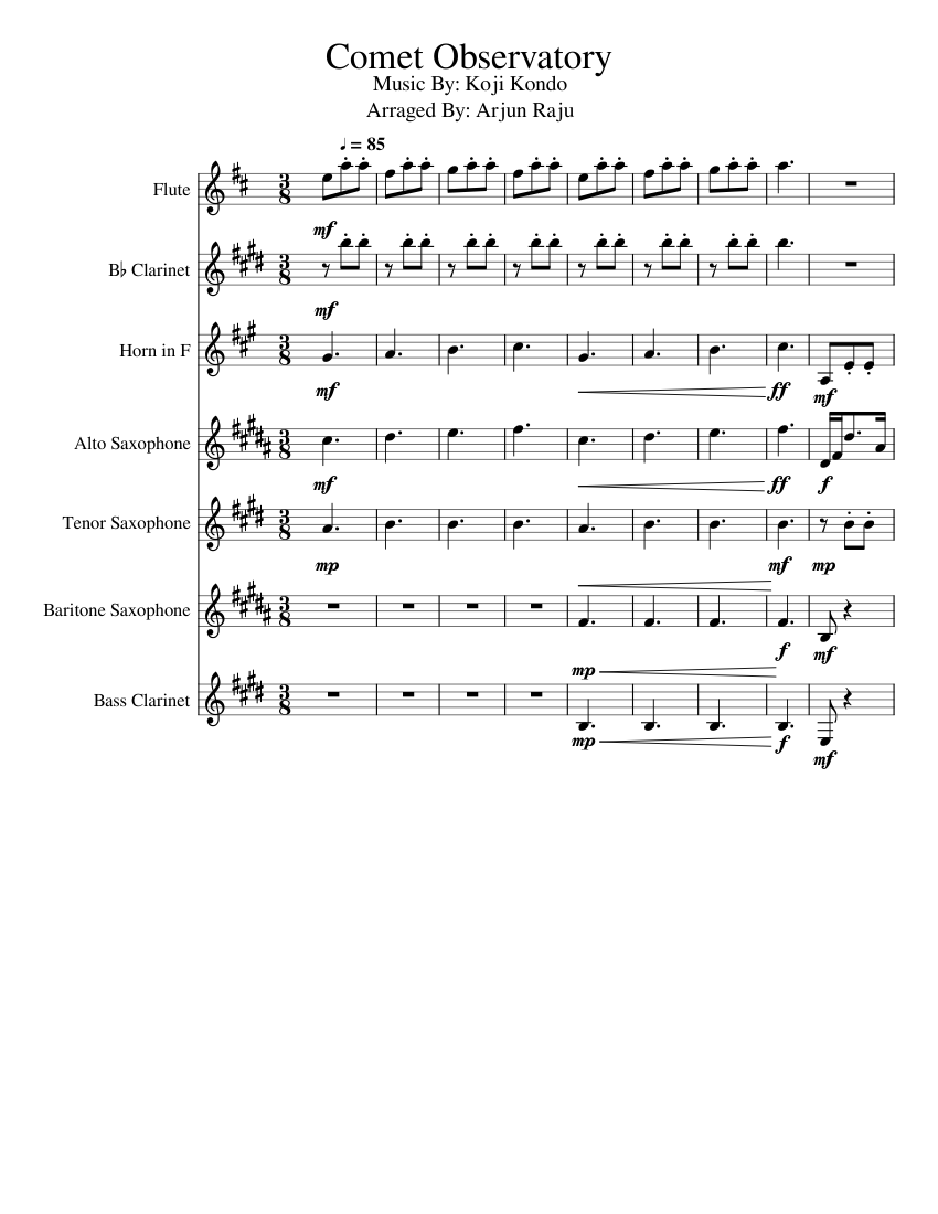 Comet Observatory Sheet music for Flute, Clarinet in b-flat, Clarinet ...