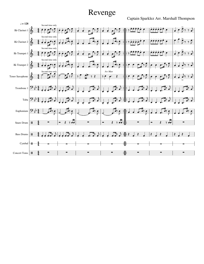 Revenge Sheet music for Trombone, Euphonium, Tuba, Clarinet in b-flat ...
