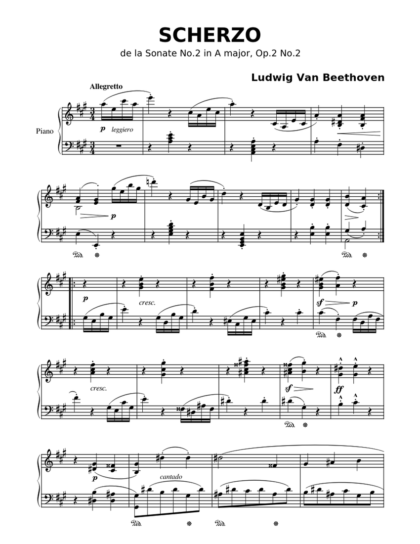 SCHERZO – Ludwig van Beethoven Sheet Music for Piano (Solo) | MuseScore.com