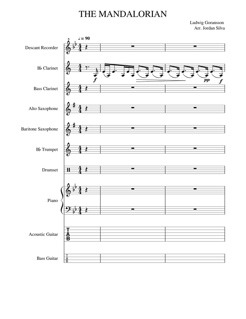 THE_MANDALORIAN Sheet music for Piano, Clarinet in b-flat, Clarinet ...