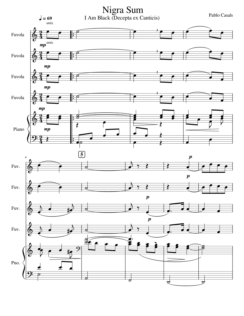 Nigra sum Sheet music for Piano, Flute (Mixed Quintet) | Musescore.com