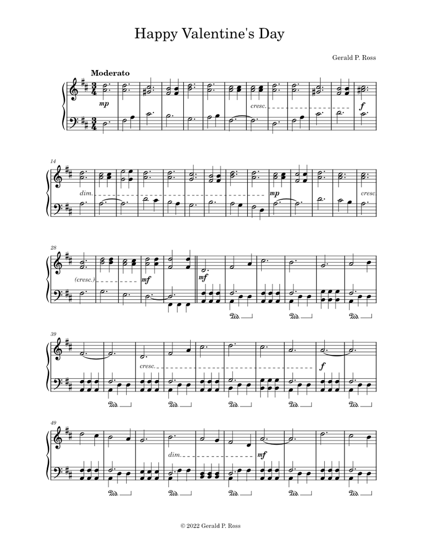Happy Valentine's Day Sheet Music for Piano (Solo) | MuseScore.com