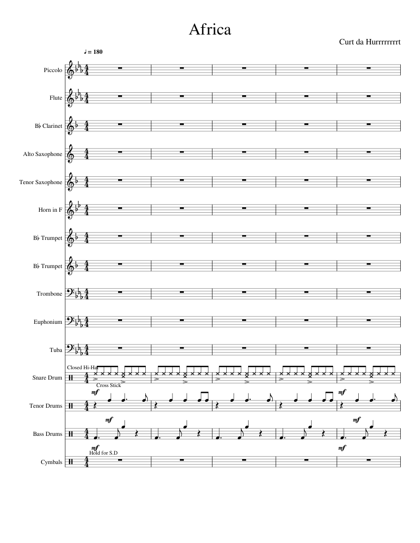 "Africa" Marching Band Arrangement Sheet music for Trombone, Euphonium ...