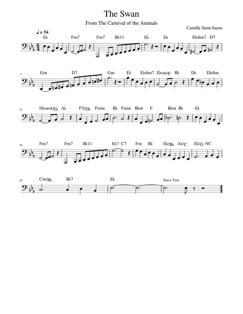 The Swan – Camille Saint-Saëns from The Carnival of the Animals Sheet music for Tuba (Solo ...