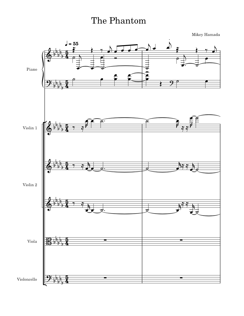 The Phantom Sheet music for Piano, Violin, Viola, Cello (Piano Quintet ...
