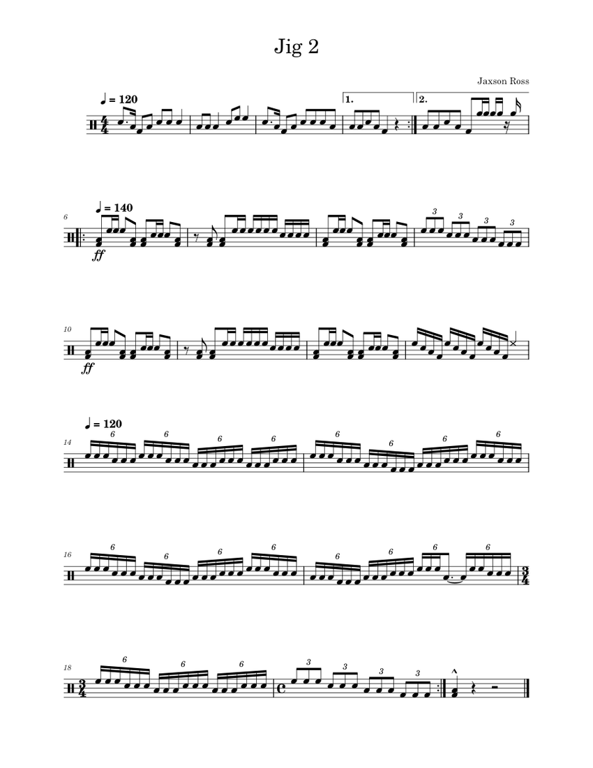 Jig 2 – Thomas Beecham Jig 2 Sheet Music for Tenor drum (Solo ...